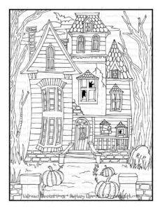 Haunted House Coloring Pages Printable - We Love Printables