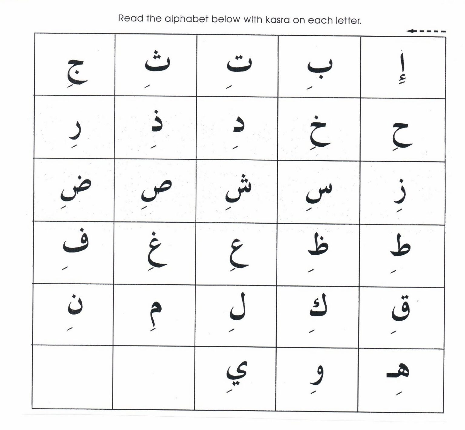 Arabic Alphabet Chart Printable - We Love Printables