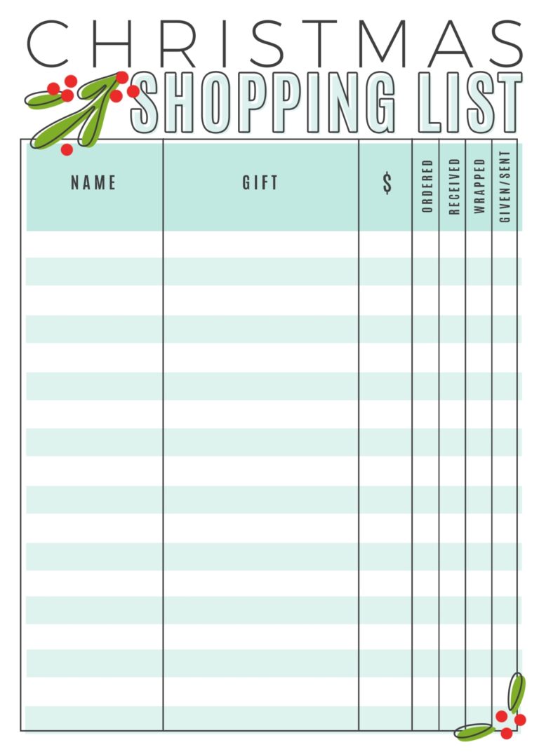 Printable Christmas Shopping List - We Love Printables