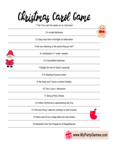 Christmas Carol Games Printable With Answers - We Love Printables