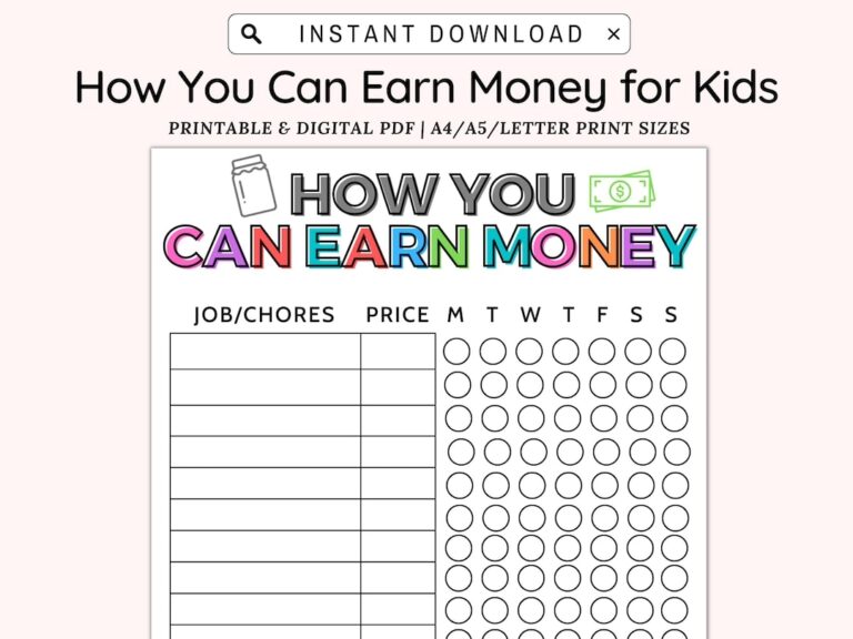 Money Printable Allowance Chore Chart - We Love Printables