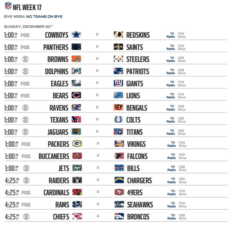 2025 Nfl Schedule Printable Pdf - We Love Printables