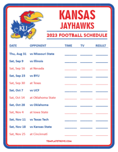 Ku Football Schedule Printable - We Love Printables