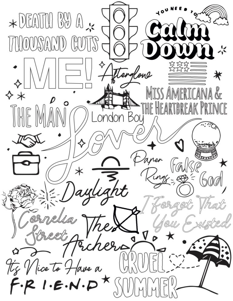 Printable Taylor Swift Lyrics Coloring Pages - We Love Printables