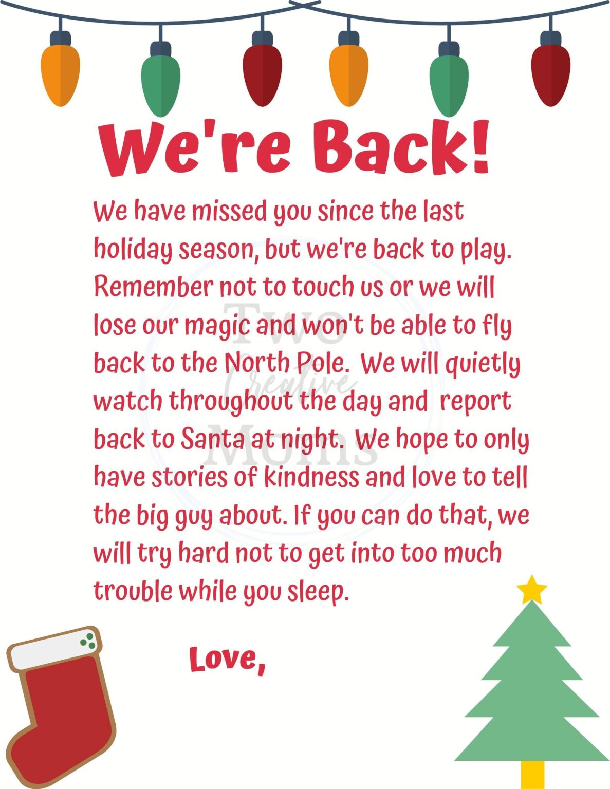 We'Re Back Elf Letters Printable - We Love Printables